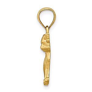 Solid 14k Yellow Gold Diamond-cut Chihuahua Pendant Charm