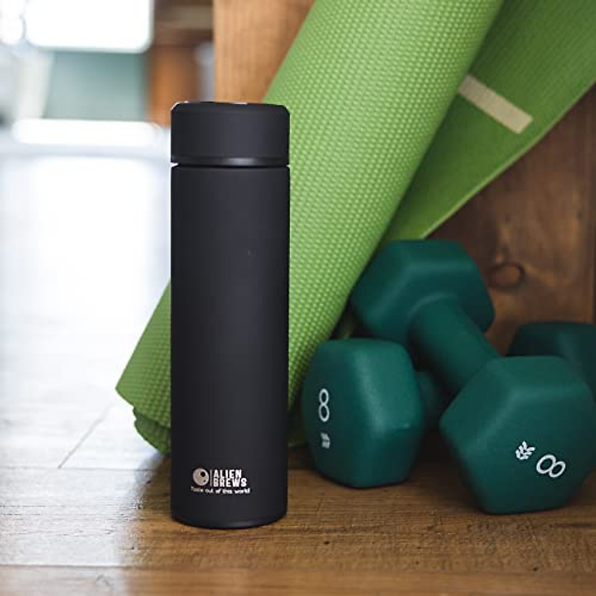 Smart Travel Mug with LCD Touch Screen (Space Black) Smart Water Bottle with LED Temperature Display - Tea Infuser - Travel Coffee Mug-17oz Insulated Water Bottle - Flask for hot and cold drinks