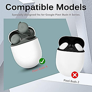 Miimall Compatible for Google Pixel Buds A-Series Case, [Secure Lock][Anti-Lost Keychain][Front LED Visible] Military Full-Body Rugged Case Cover for Pixel Buds A Case Cover 2021 (Black+Green)