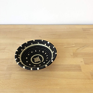 Small African Basket: Kigufi/Rwanda Basket/Woven Bowl/Sisal & Sweetgrass Basket/Black, White, Sweetgrass