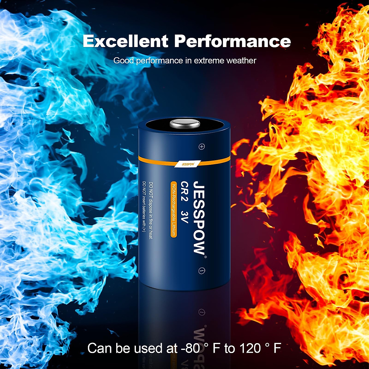 JESSPOW CR2 3V Lithium Battery, CR2 Batteries for Golf Rangefinder, Flashlight, Photo Cameras, Alarm Systems 2 Pack (Non-Rechargeable)