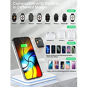 Wireless Charging Station, 2023 Upgraded 3 in 1 Wireless Charger Stand with Breathing Indicator Compatible with iPhone 14/13/12/11 Pro/XS, AirPods 3/2/1/pro 2, iWatch Series 8/7/6/5/4/3/Ultra