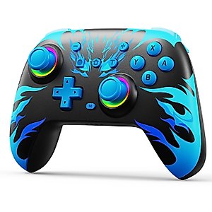 Reddening Controller for Nintendo Switch, Wireless Switch Controllers with LED Joystick/Motion Control/Vibration/Turbo, Switch Pro Controller for Nintendo Switch/Lite/OLED (Blue)