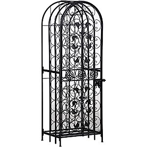 HOMCOM 45-Bottle Modern Wine Organizer Decorative Portable Wrought Iron Wine Rack Jail