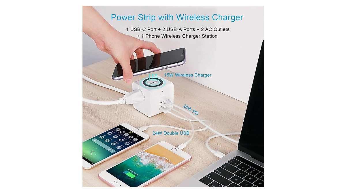 Fast Charging USB-C Power Strip & Wireless Charger