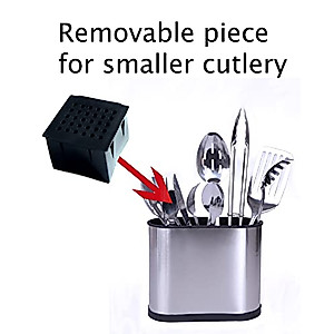Utensil holder Caddy large stainless steel sturdy kitchen flatware organizer crock sink benchtop counter