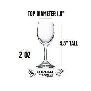 GLASSIQUE CADEAU 2 oz Liquor and Cordial Mini Wine Glasses | Set of 6 | Crystal Stemmed Shot Glasses for Drinking Limoncello, Aperitif, Schnapps, Digestive, After Dinner Drink, Liqueur, Sherry