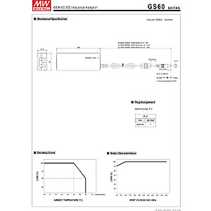 Mean Well Original GS60A24-P1J AC-DC Green Industrial Adaptor 24V 2.5A 60W
