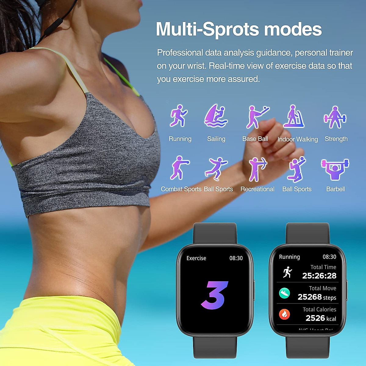 HYSTORM Smart Watches for Men Women, 1.81" Smart Watch with Bluetooth Call, Fitness Tracker Watch IP68 Waterproof Multiple Sports Modes Smartwatch for Android Phones iPhone