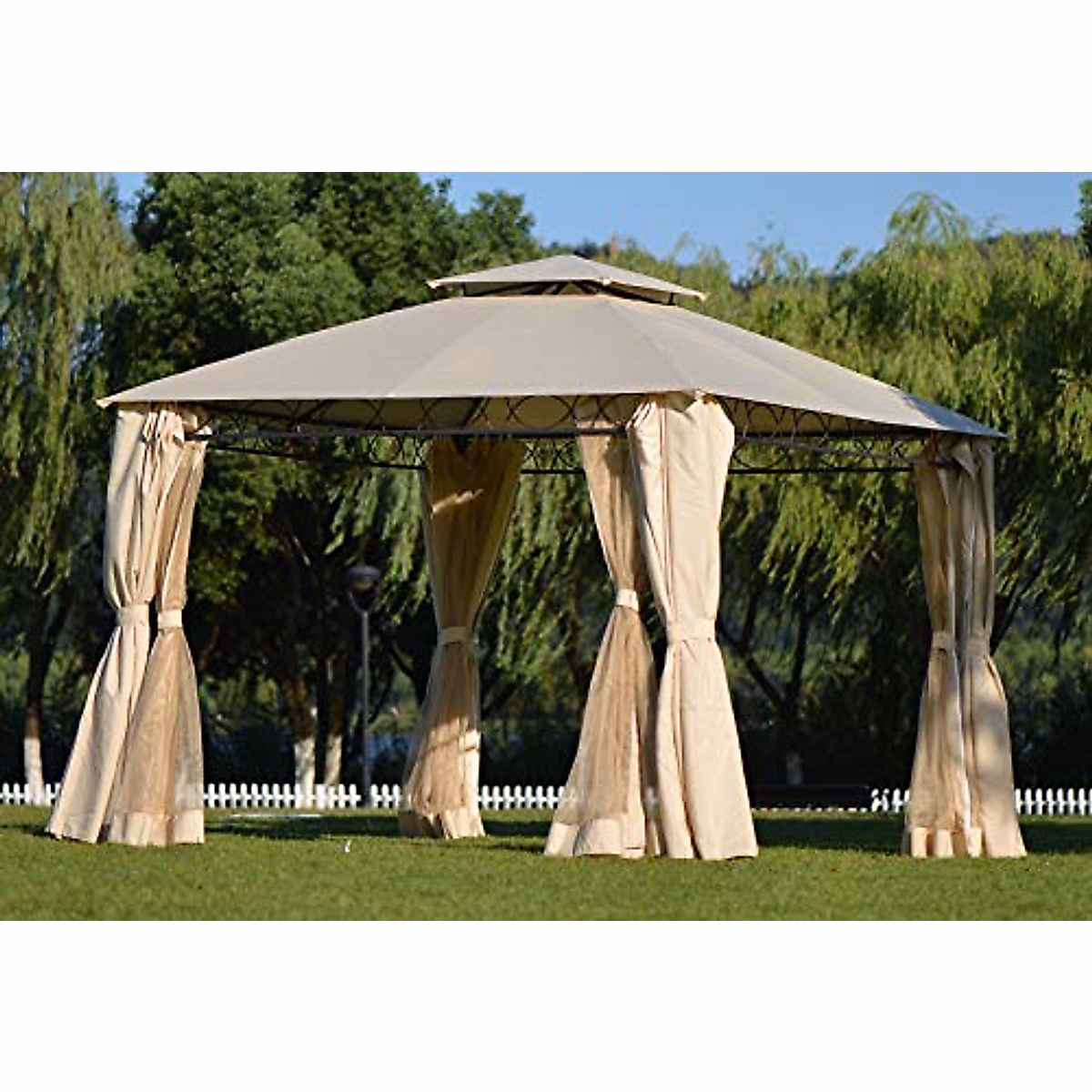 Tensun 10.6x10.6Ft Gazebo, Outdoor BBQ Gazebo Tent with UV Protection/Easy Assembly, Outdoor Canopy Tent with Mosquito Netting for Family Parties Outdoor Activities, Beige