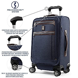 Travelpro Platinum Elite Softside Expandable Carry on Luggage, 8 Wheel Spinner Suitcase, USB Port, Suiter, Men and Women, True Navy Blue, Carry On 21-Inch