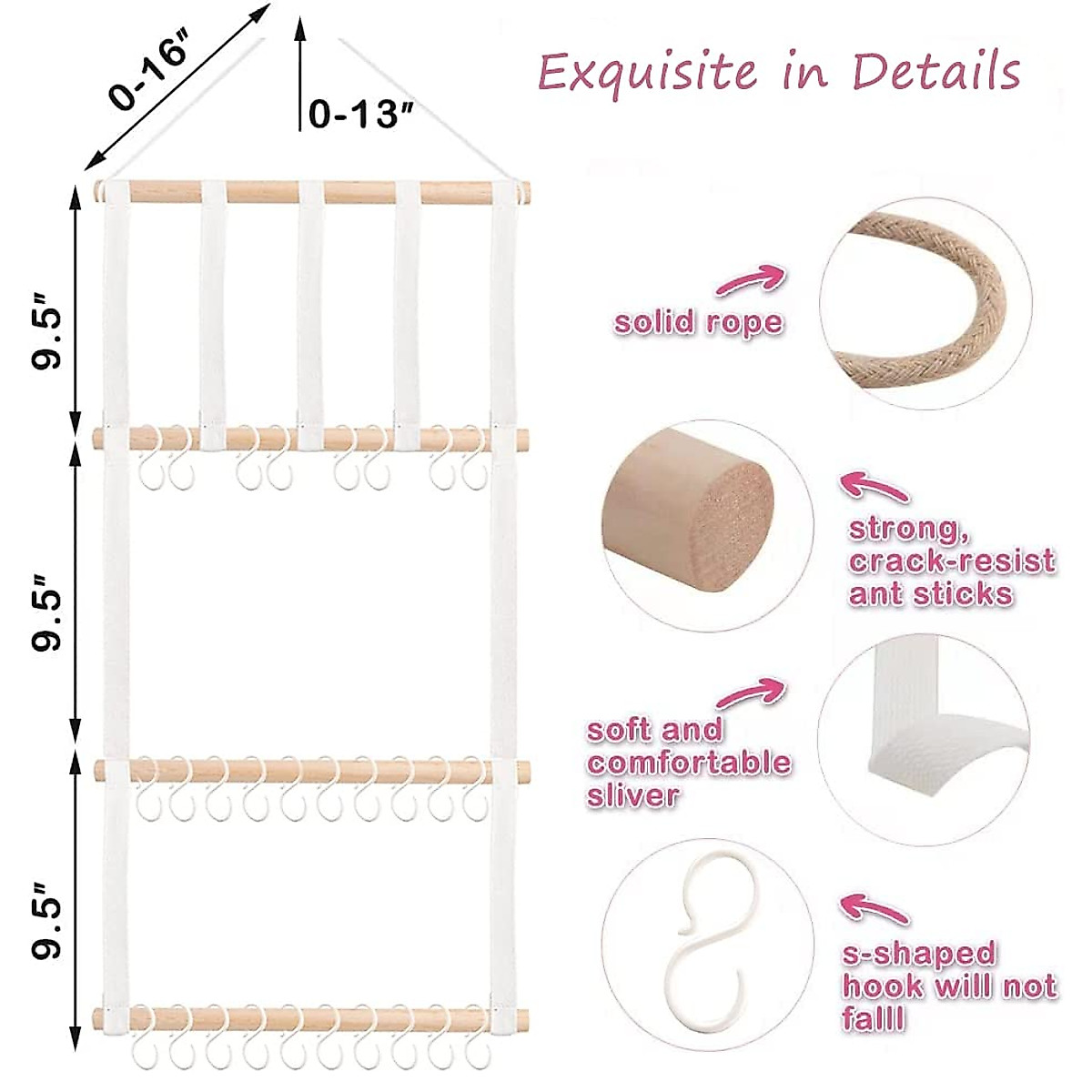 Flymind Hair Bow Holder for Girls, Baby Headband Holder Hair Bows Organizer Hanger Storage Wall Hanging Home Decor for Girls Room (White)