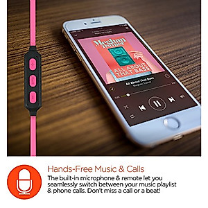 HyperGear Marathon Sport Wireless Bluetooth Earphones. Hands-free Music + Mic For Calls. Secure Fit & sweatproof For The Gym, Running & Walking (Pink)