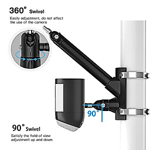 HOLACA 2-in-1 Pole Mounting Bracket for Ring Solar Panel, Spotlight Cam Pro/Plus and Stick Up Cam Battery/Wired Outdoor Mount Accessories for Ring SuperSolar Panel (Black)