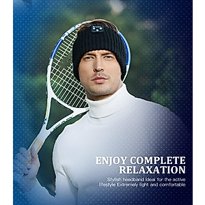 Fulext Sleep Headphones Bluetooth Beanie Headband, Wireless Ear Muffs Winter Knit Headphone Headband Ear Warmers Christmas Stocking Stuffers Gifts for Women Men Dad Mom Friend Teens Him Her, Black