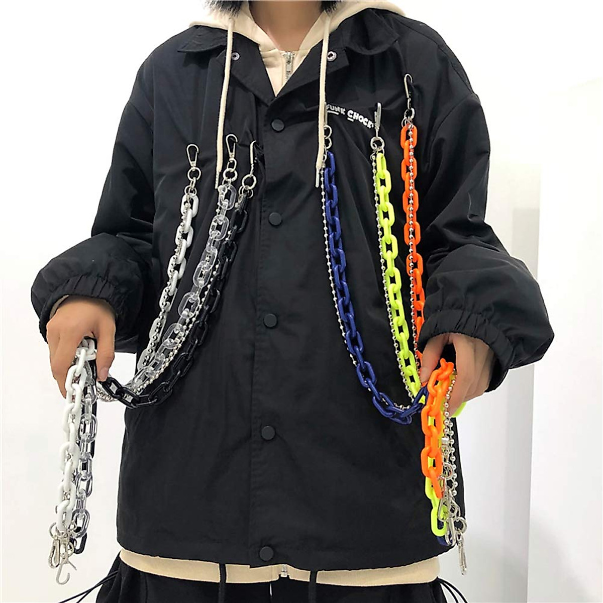 Generic 1PC Punk Pants Chain Metal Jeans Chain Geometric Hip- Hop Waist Belt Chain for Women and Men (Black)