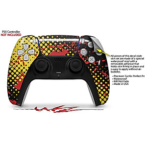 WraptorSkinz Skin Wrap compatible with Sony PS5 DualSense Controller Halftone Splatter Yellow Red (CONTROLLER NOT INCLUDED)