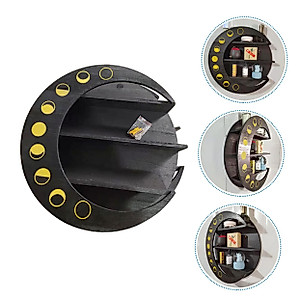 Tofficu 1pc Moon Shelf Wall Floating Shelves Moon Decorations Wood Wall Shelves Bookshelf Bathroom Wall Shelves Case Wall Storage Shelf Moon Shape Rack Bathroom Sundries Rack Ornaments