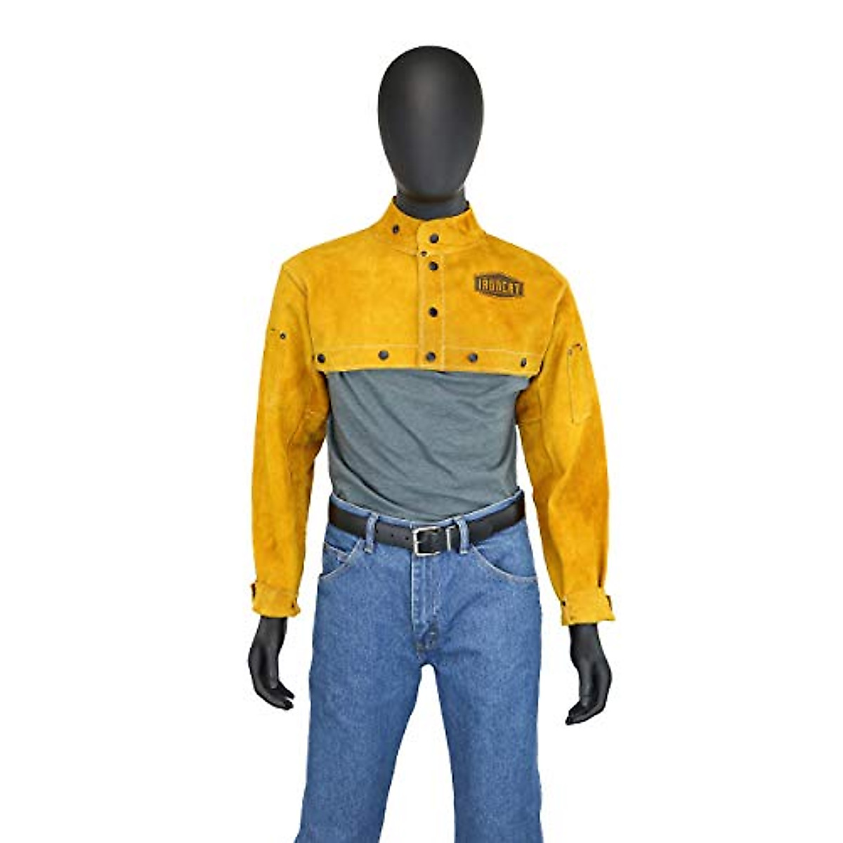 IRONCAT 7000 Cowhide Leather Welding Cape Sleeve - Golden Yellow, X-Large Size Cape Jacket with Heat Resistance. Welding Gears