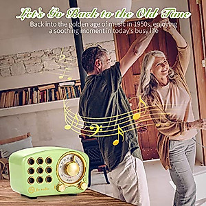 Retro Bluetooth Speaker, Vintage Radio-Greadio FM Radio with Old Fashioned Classic Style, Strong Bass Enhancement, Loud Volume, Bluetooth 5.0 Wireless Connection, TF Card and MP3 Player (Green)