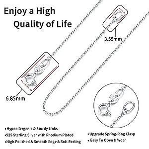 Jewlpire Solid 925 Sterling Silver Chain Necklace for Women Girls, 1.3mm Cable Chain Silver Chain for Women Sturdy & Shiny Women's Chain Necklaces, 16 Inch