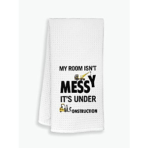 ZJSYXXU Boy's Favorite Toy Mobile Machinery Shop Towels,My Room Isn’t Messy It’s Under Construction Bath Towels Dish Towels Tea Towels Hand Towels,Gifts for Men Teenage Boys Boyfriend Kids Son