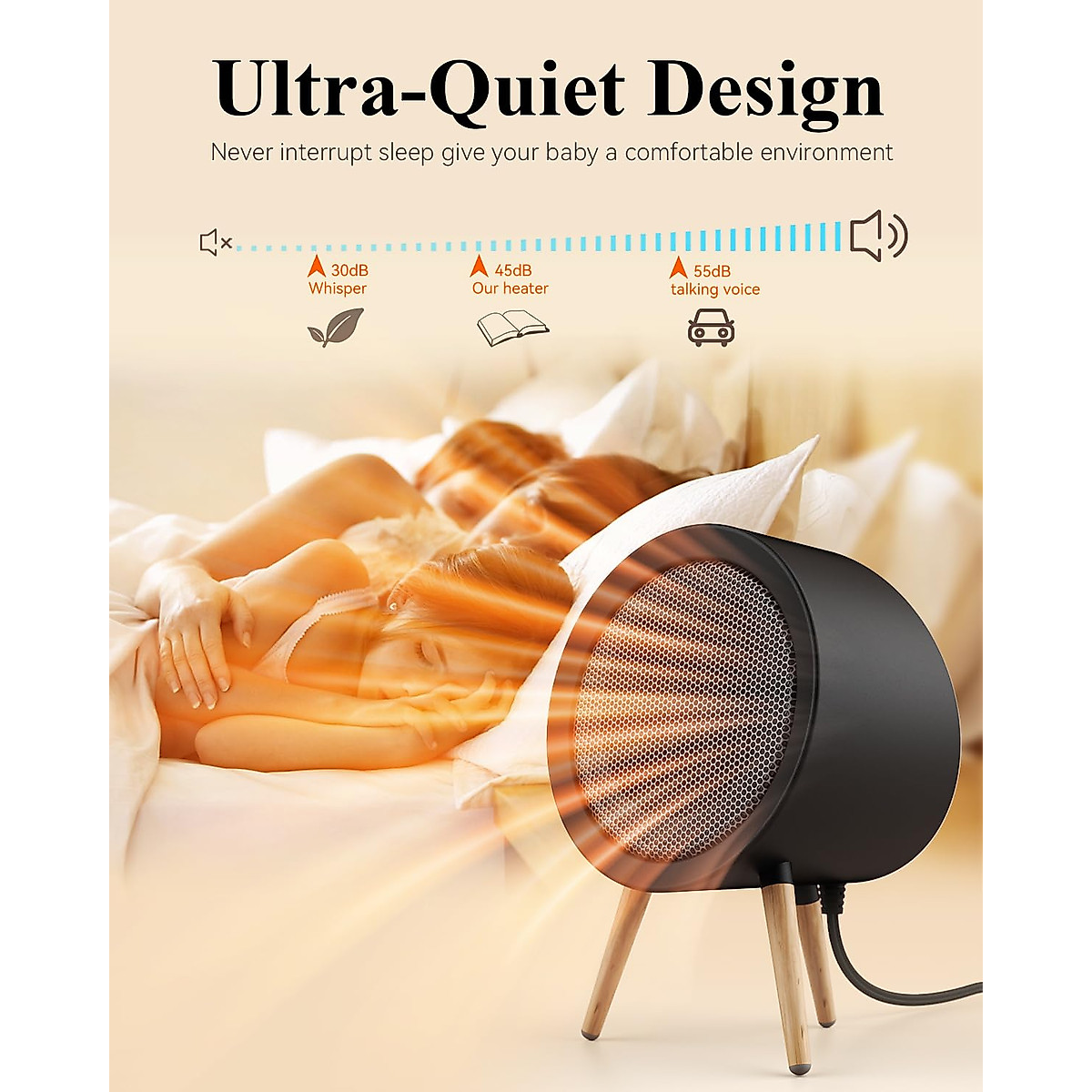 Gaiatop Space Heater, 1000W Energy Efficient Small Space Heater for Indoor Use, PTC Fast Heating Ceramic Electric Space Heater for Office Bedroom Use Home Motorhome-White