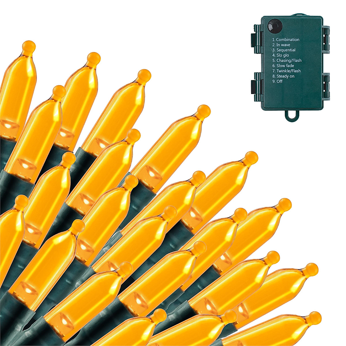 JOIEDOMI 100 (2x50) LED Halloween String Lights 32.6FT (2x16.3) Green Wire for Indoor Outdoor Holiday Décor Halloween Event Decoration, Tree, Eaves, Haunted House Theme Party (Orange)