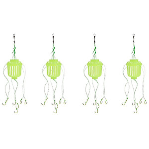 BESPORTBLE 4pcs Fishing Lure Hook Luminous Carp Fishing Cage Basket Outdoor Fishing Feeder Hook Trap Fishing Bait Cage Tackle Supplies