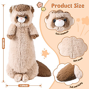 ZJoey 20.5 Inch Ferret Plush Stuffed Animal Long Cute Ferrets Pillow Soft Doll Stuffed Cute Toys Ferrets Lover Gift Kid Birthday Holiday Party Favor(Brown, 20.5 Inch)