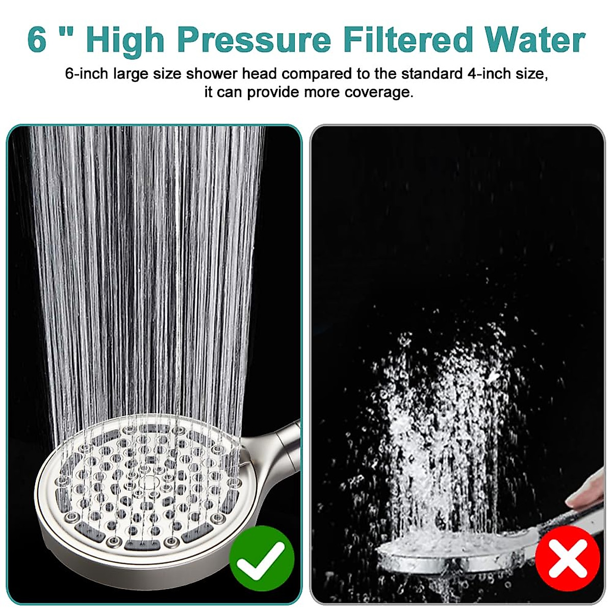 Single Handle Shower Faucet Set with Valve High Pressure 6 Inch with 6 Spray Modes Showerhead with Filters,Shower Head with Handheld, Shower Trim Kit Shower Fixtures,Brushed Nickel
