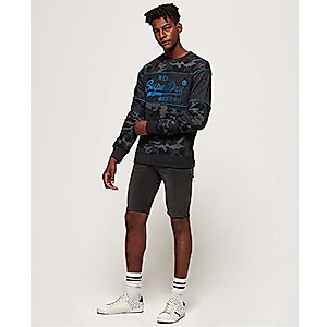 Superdry Mens Vintage Logo Camo Panel Sweatshirt Black Grit Size S