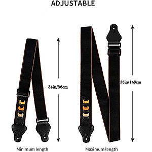 BetterJonny Guitar Strap, Adjustable Guitar Shoulder Strap Guitar Belt with Leather Ends Guitar Picks Strap Locks