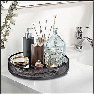 Lazy Susan Turntable Spice Rack Storage Organizer for Kitchen Countertop Table Cabinet Pantry,12" Wood Rustic Brown