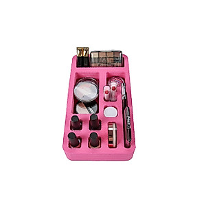 Polar Whale 2 Makeup Pink Drawer Organizers Tray Washable Waterproof Durable Foam Insert for Home Bathroom Bedroom Office 6.9 x 12.9 Inches 11 Compartments for Lipstick Eyeliner Cosmetics and More