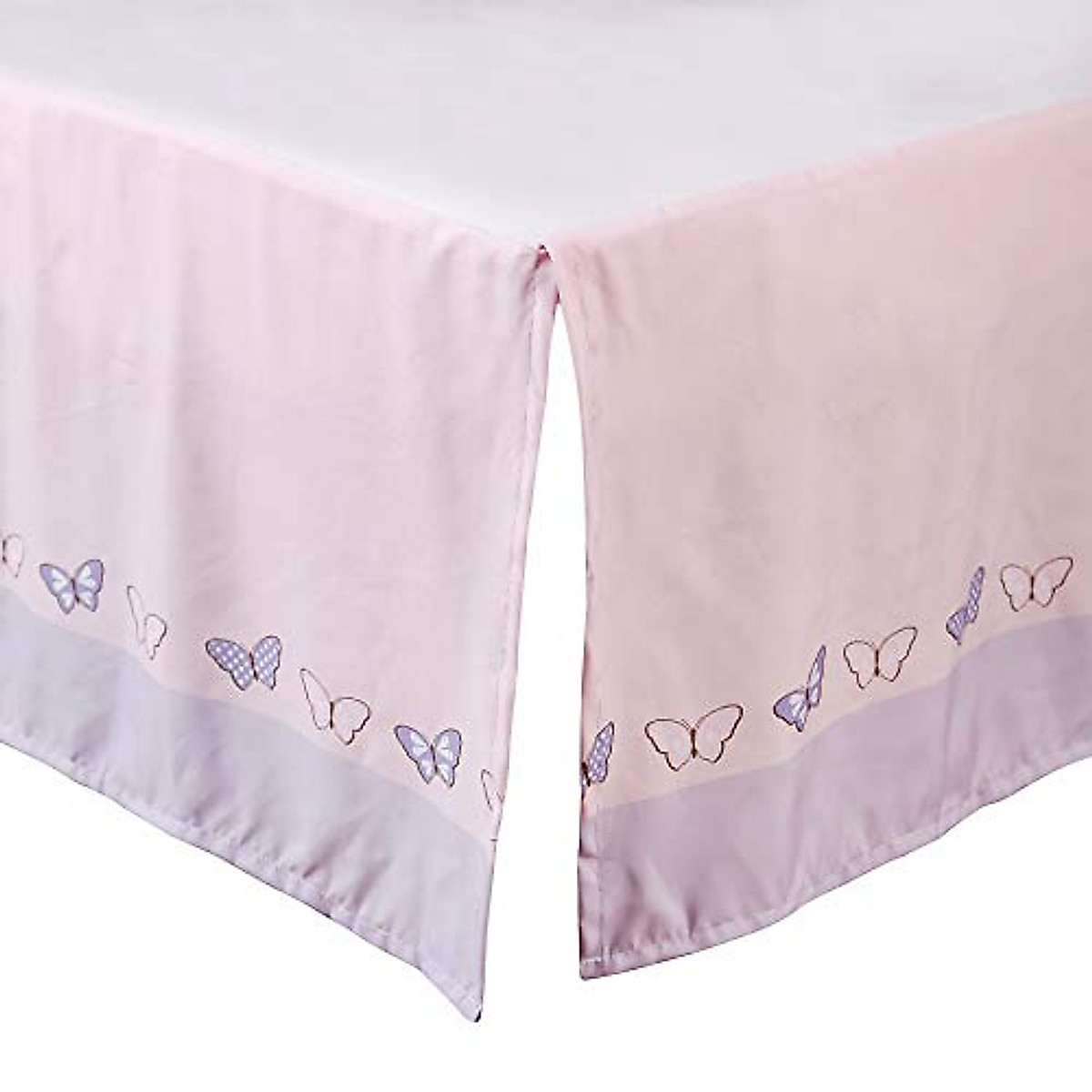La Premura Lilac Butterfly Baby Girl Crib Bedding Set for Girls – Butterfly 3 Piece Standard Size Crib Bedding Sets in Pastel Pink and Purple