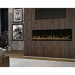 Dimplex IgniteXL 60 inch Built-in Linear Electric Fireplace with Driftwood and River Rock Accessories - Black, XLF60 & LF74DWS-KIT