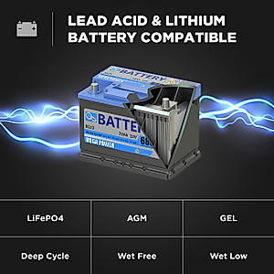 Simarine Pico Blue Battery Monitor System Set, Multi-Voltage, Lead Acid & Lithium Battery Compatible, Tank Monitoring, Shunt 500 A (Bezel, Silver S)