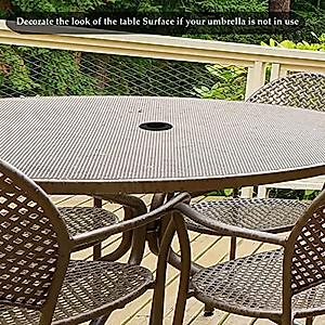 EHIOG Patio Table Umbrella Hole Ring and Cap Set, 2 Inch Silicone Transparent Umbrella Hole Ring Plug and Cap Set for Outdoor Patio Garden Beach Table Umbrella Plug (Black - 2 Set)