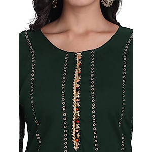 Trend Matters Indian Women's Green Rayon Kurta Pant And Dupatta Set