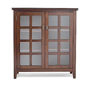 SIMPLIHOME Artisan SOLID WOOD 38 Inch Wide Transitional Medium Storage Cabinet in Russet Brown, For the Living Room, Entryway and Family Room