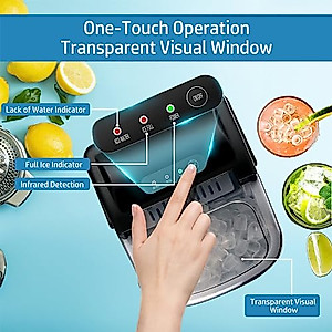 Harigal Countertop Ice Maker Machine with Handle, 26.5lbs in 24Hrs, 9 Ice Cubes Ready in 6 Mins, Smart Self-Cleaning, Portable Ice Makers Countertop for Home/Office/Party/RV(Black)