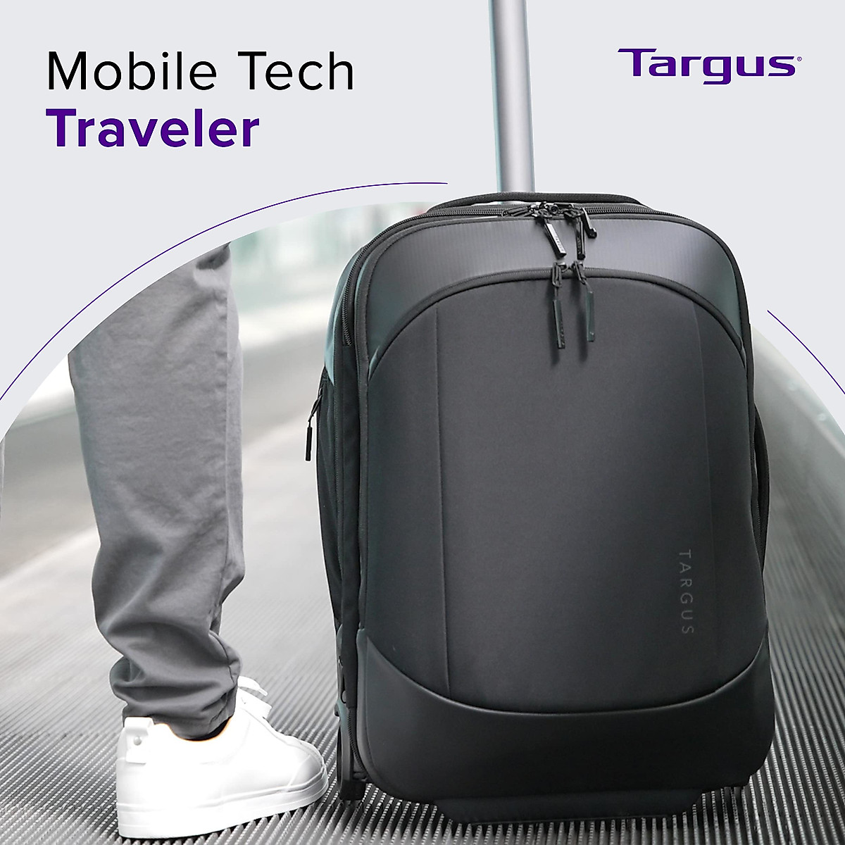 Targus 15.6" Mobile Tech Traveler EcoSmart Rolling Backpack, Made from Recycled Bottles, TSA Friendly, 35-40L Cap (TBR040GL)