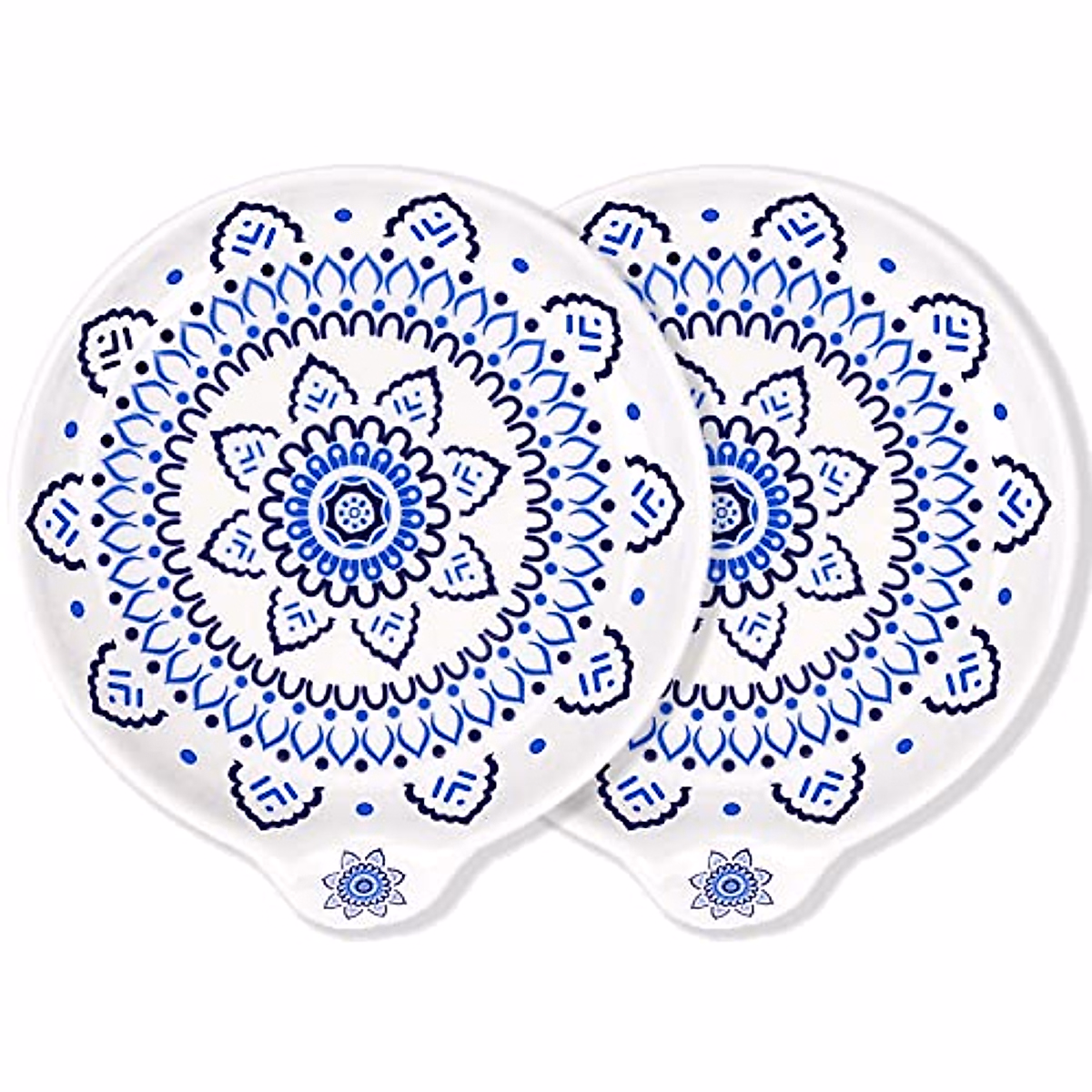 Eggsnow Blue Spoon Rest, Ceramic Spoon Holder for Stove Top, Kitchen, Countertop【SET OF TWO】