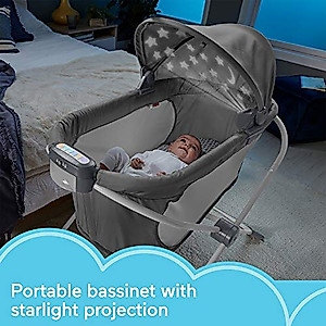 Fisher-Price Baby Crib Soothing View Projection Bassinet Portable Cradle with Lights Music Vibrations & Slim Fold, Pencil Strokes