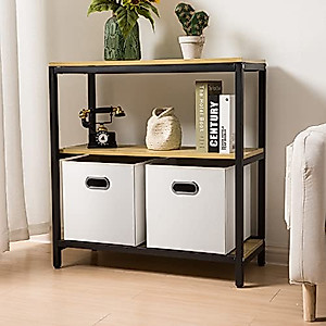 PRANDOM Leather Foldable Cube Storage Bins 13x13 inch [4-Pack] Fabric Storage Baskets Cubes Drawer with Cotton Handles Organizer for Shelves Toy Nursery Closet Bedroom Clothes White