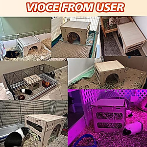Clearance- Guinea Pigs Hay Feeder, 3-in-1 Double Hay Rack Wooden Hideout and Tunnel Combi for Bunny Rabbit Chinchila Guinea Pigs Family, HDF Durable Habitat Furniture