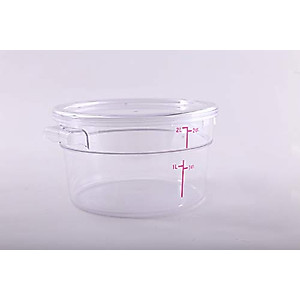 Hakka 2 Qt Commercial Grade Round Food Storage Containers With Lids,Polycarbonate,Clear - Case of 5