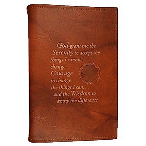 Culver Enterprises Alcoholics Anonymous AA Big Book LARGE PRINT Cover Serenity Prayer Medallion Holder TAN