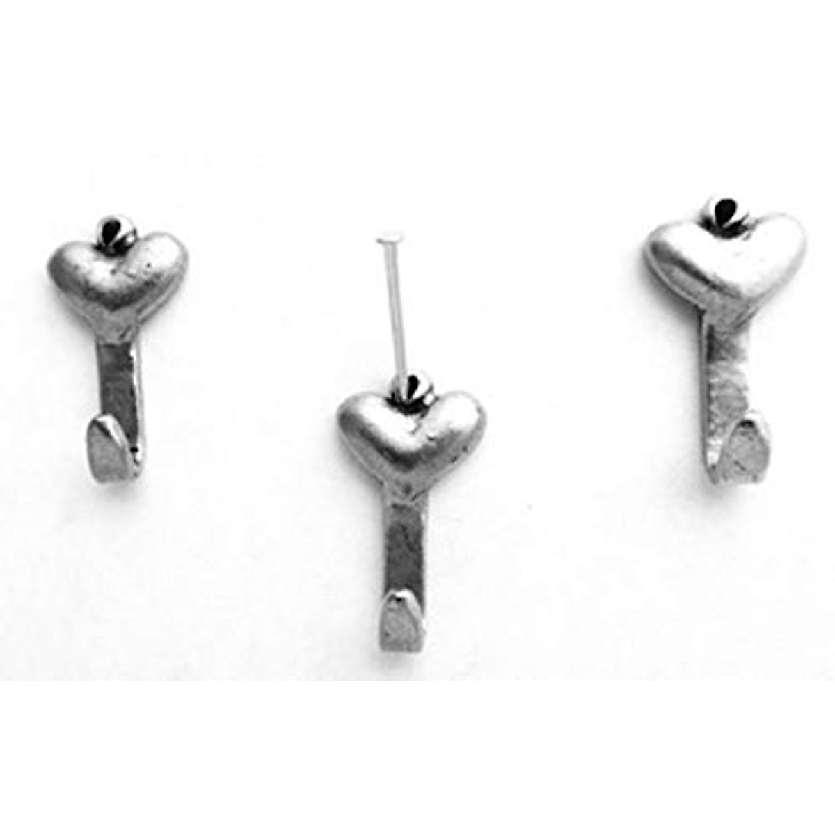Norma Jean Designs 3PC Set Mini Heart Hooks, Antique Silver